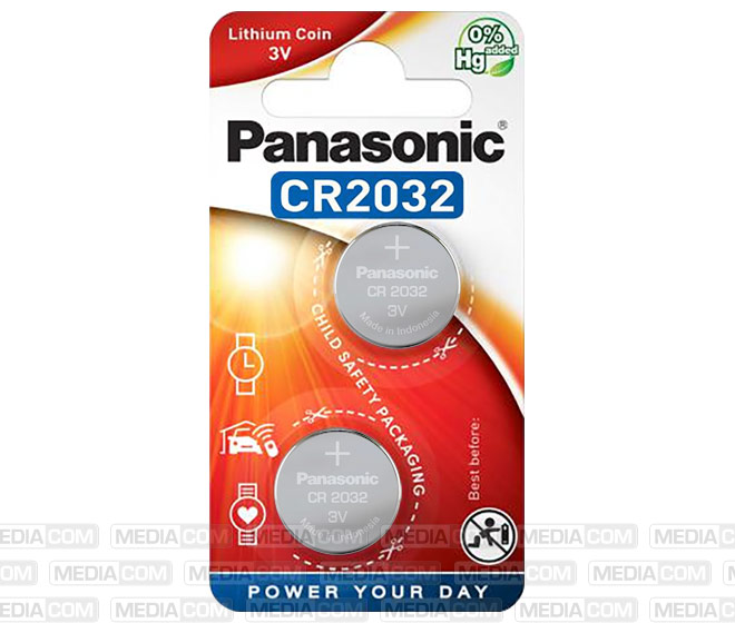 PANASONIC Batterie Lithium, Knopfzelle, CR2032, 3V Electronics, Lithium Power, Retail Blister (2 ...